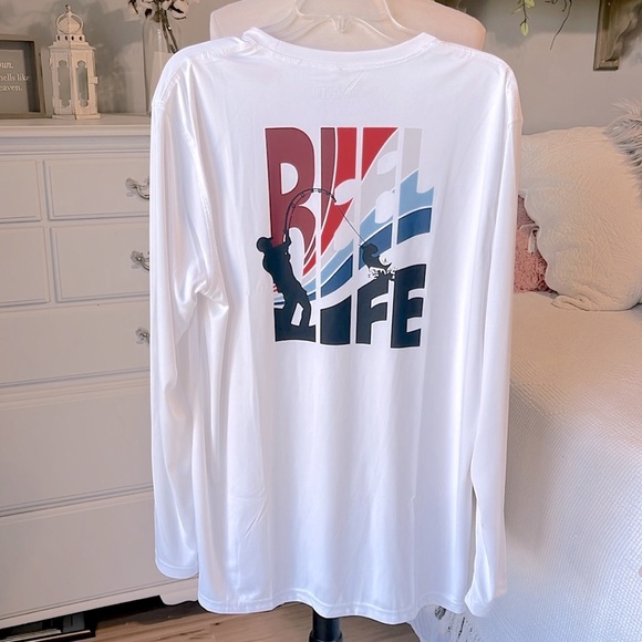 reel life | Shirts | Reel Life White Performance Shirt Long Sleeve ...